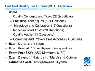 American Society for Quality (ASQ) certifications Overview | PPTX
