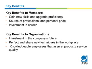 American Society for Quality (ASQ) certifications Overview | PPTX