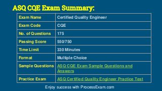 ASQ Certified Quality Engineer (CQE) Certification | Sample Questions