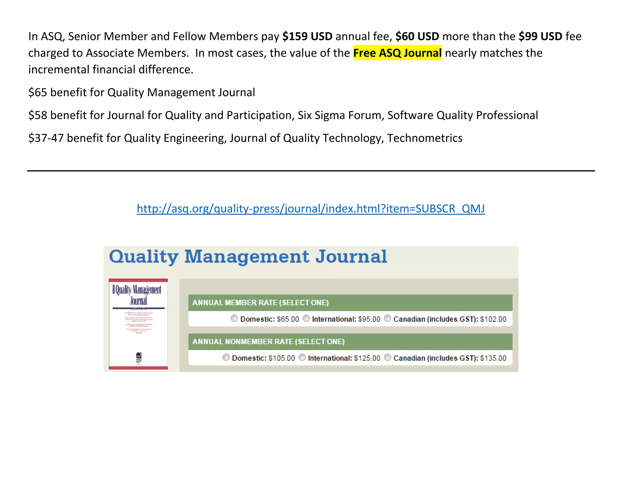 Asq journal value for senior and fellow members | PPT