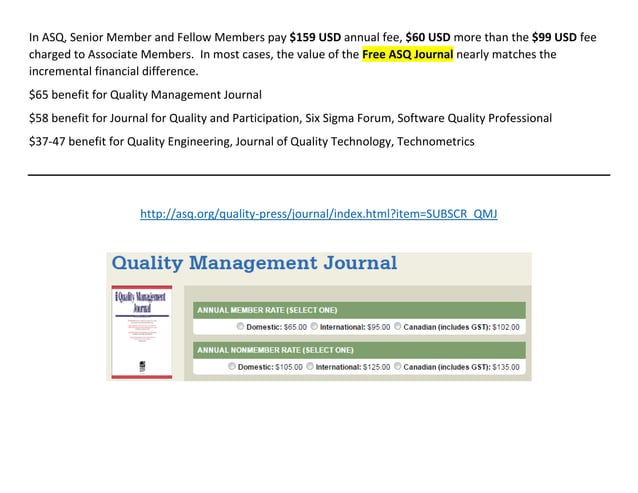 Asq journal value for senior and fellow members | PPT