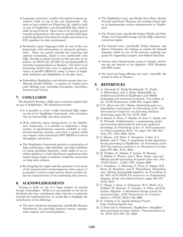 A Sql Implementation On The Map Reduce Framework Pdf Databases