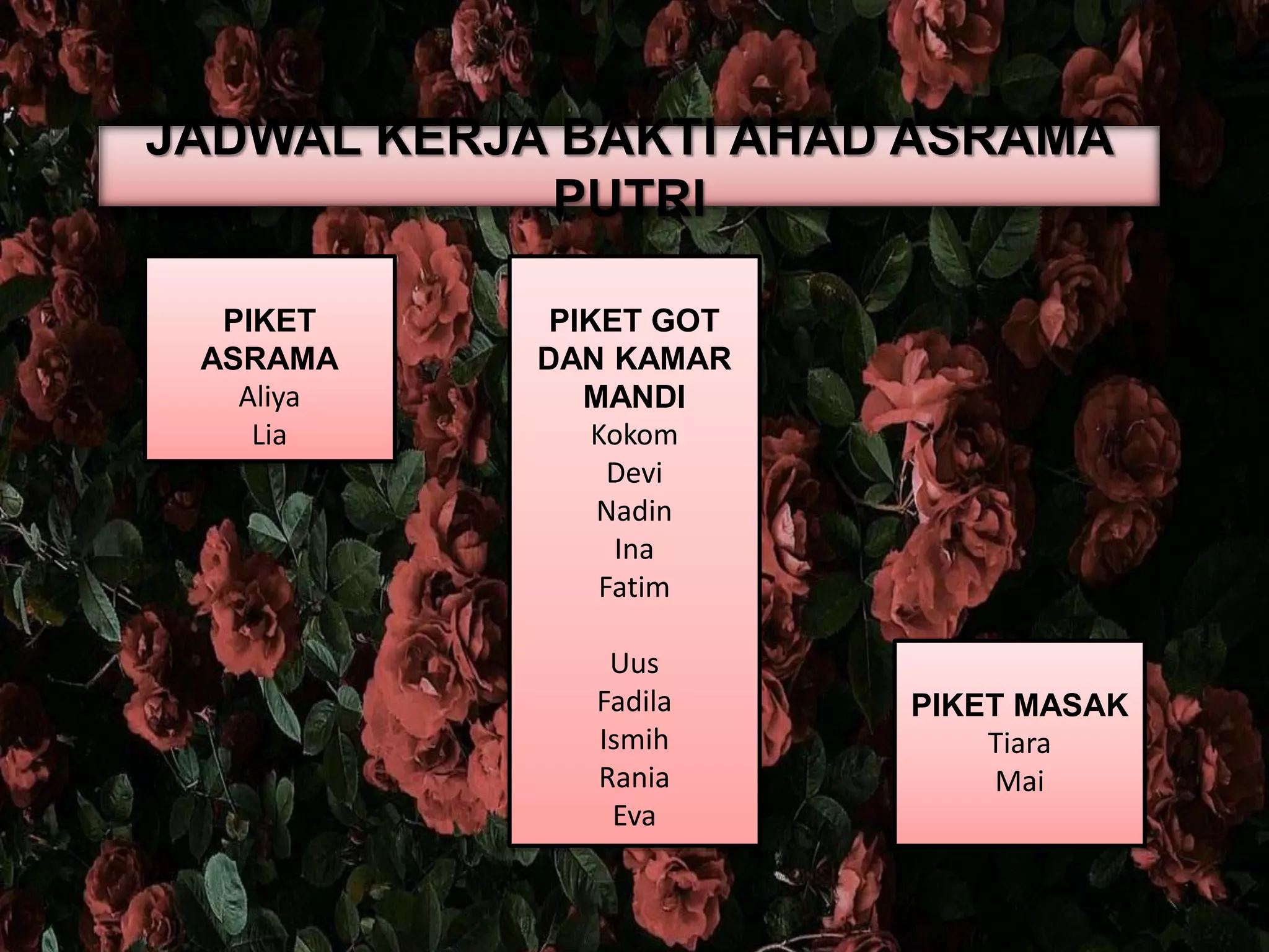 Contoh jadwal piket asrama putri.pptx