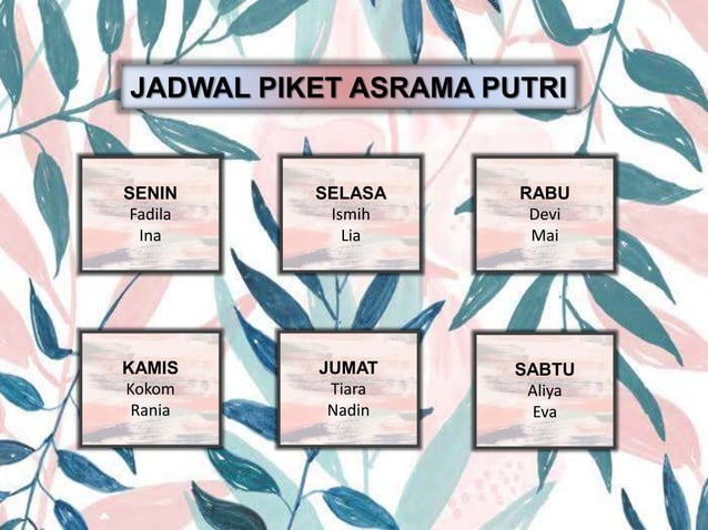 Contoh jadwal piket asrama putri.pptx