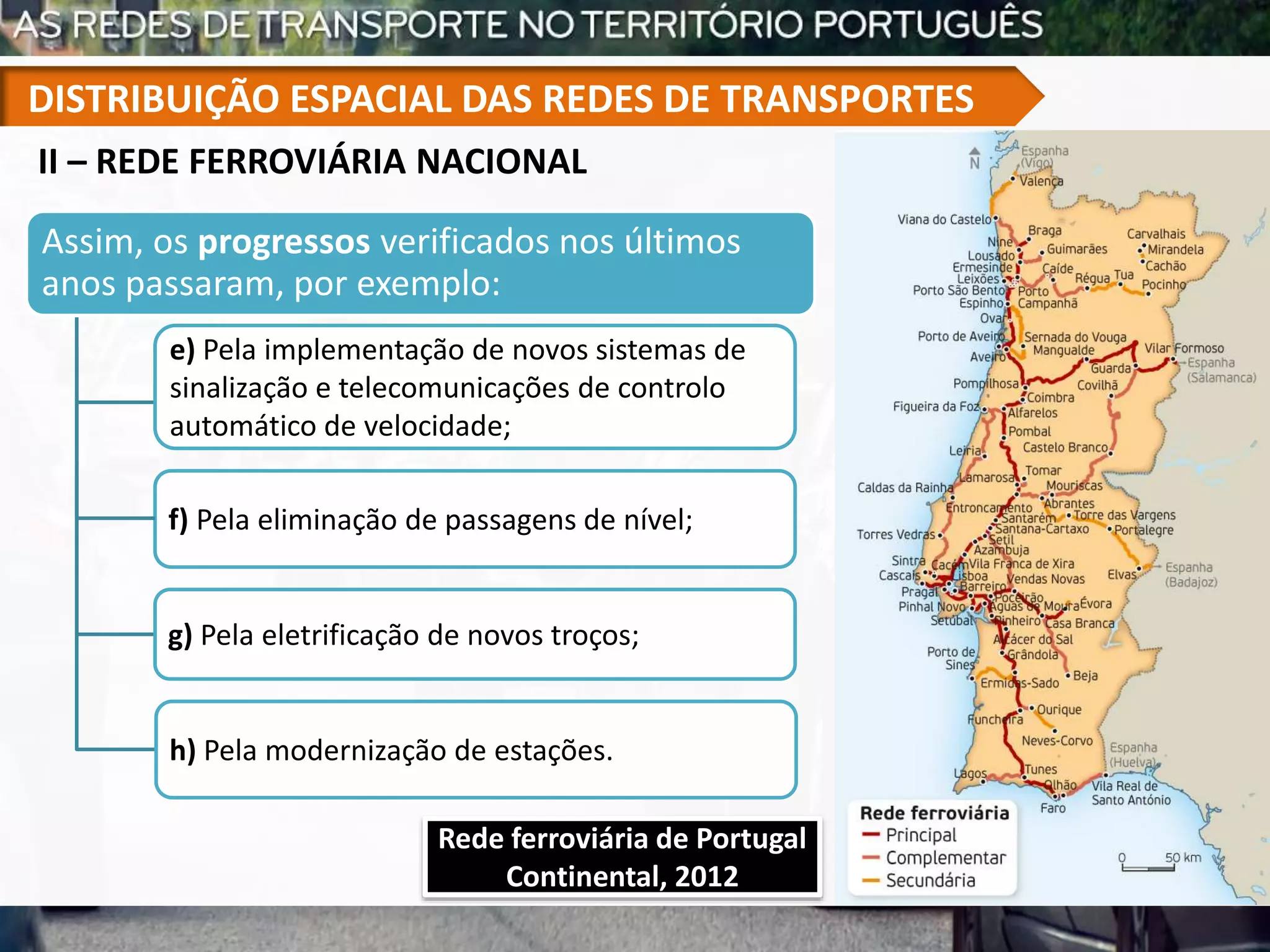 As redes de transporte no território português - Geografia 11º Ano | PPTX