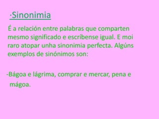As relacións semánticas | PPTX