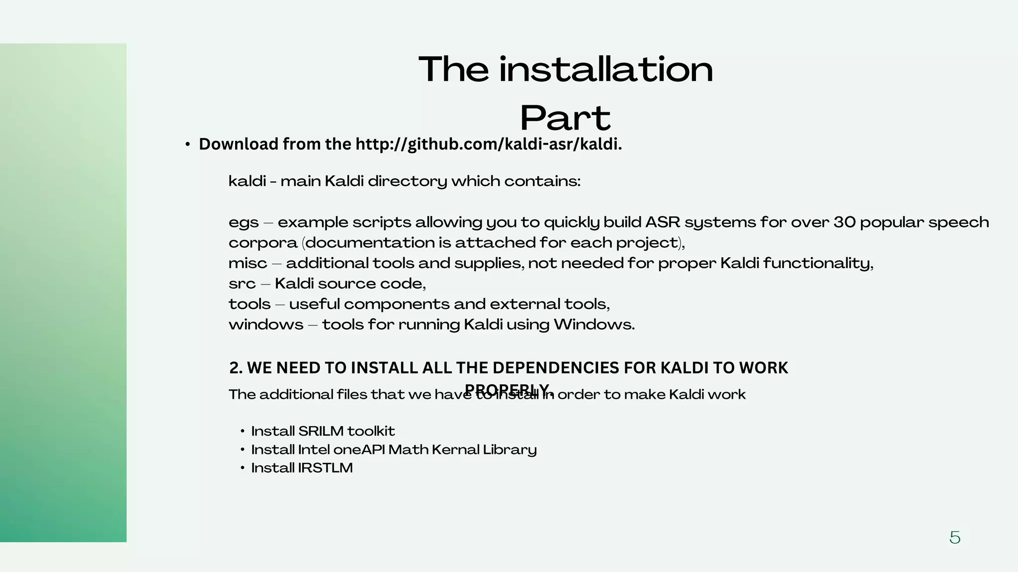 AUTOMATIC SPEECH RECOGNITION SYSTEM USING KALDI | PPTX