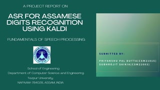 AUTOMATIC SPEECH RECOGNITION SYSTEM USING KALDI | PPTX