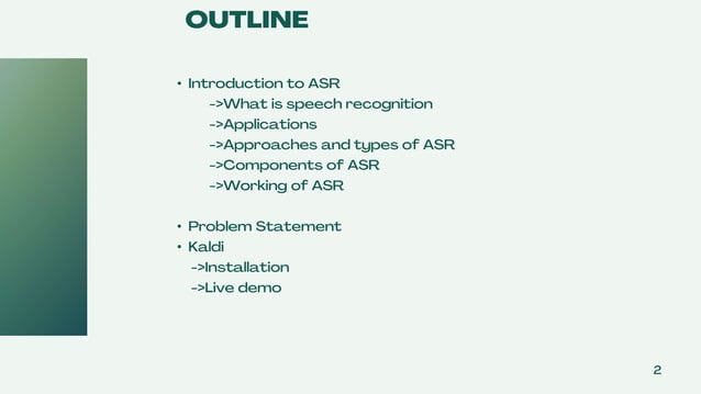 AUTOMATIC SPEECH RECOGNITION SYSTEM USING KALDI | PPTX