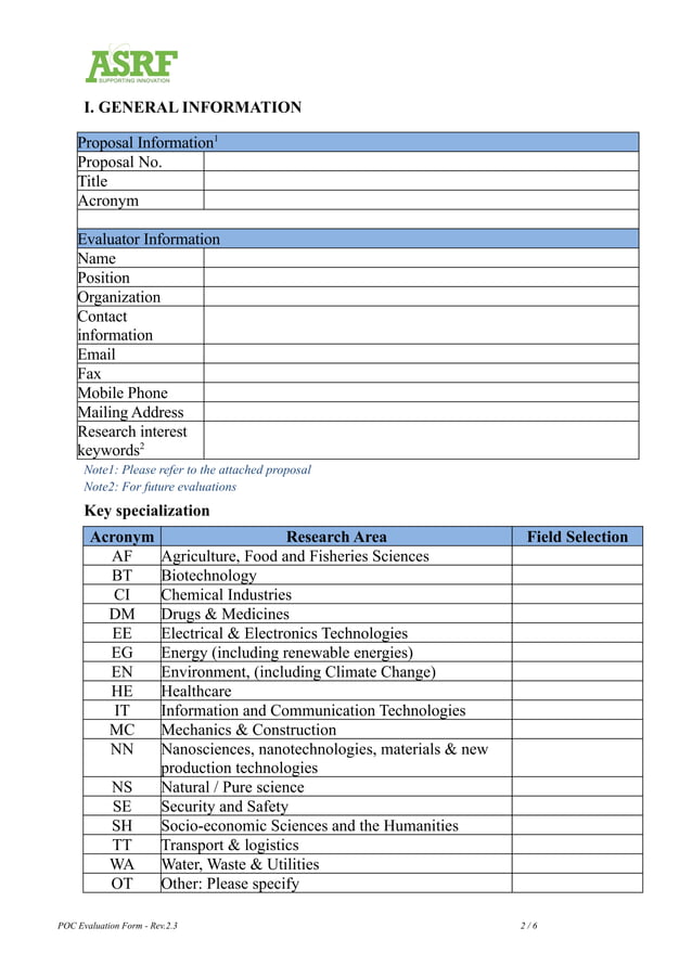 Asrf poc evaluation form | DOC