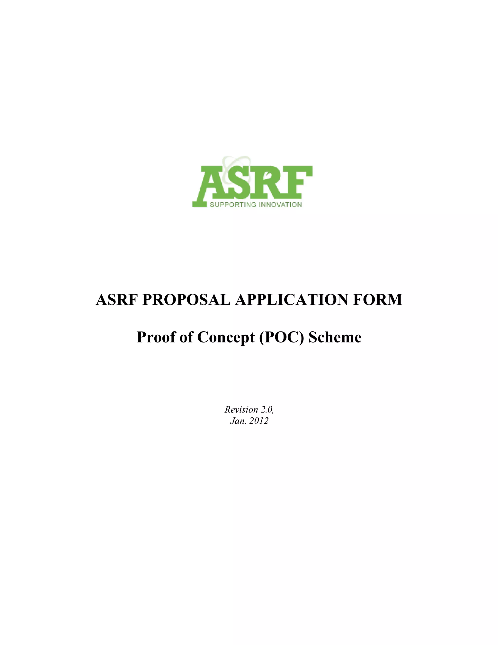 Asrf poc application form | PDF