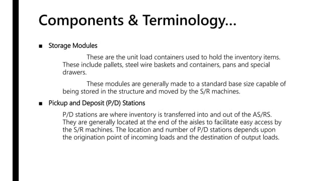 Automated Storage/Retrieval Systems - Explained | PPTX | Data Storage and Warehousing | Computing