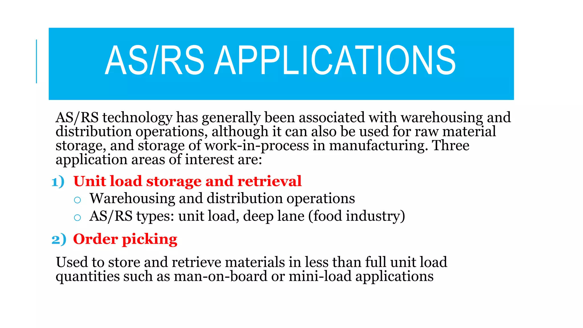 Automatic storage Retrieval system (ASRS) | PPTX