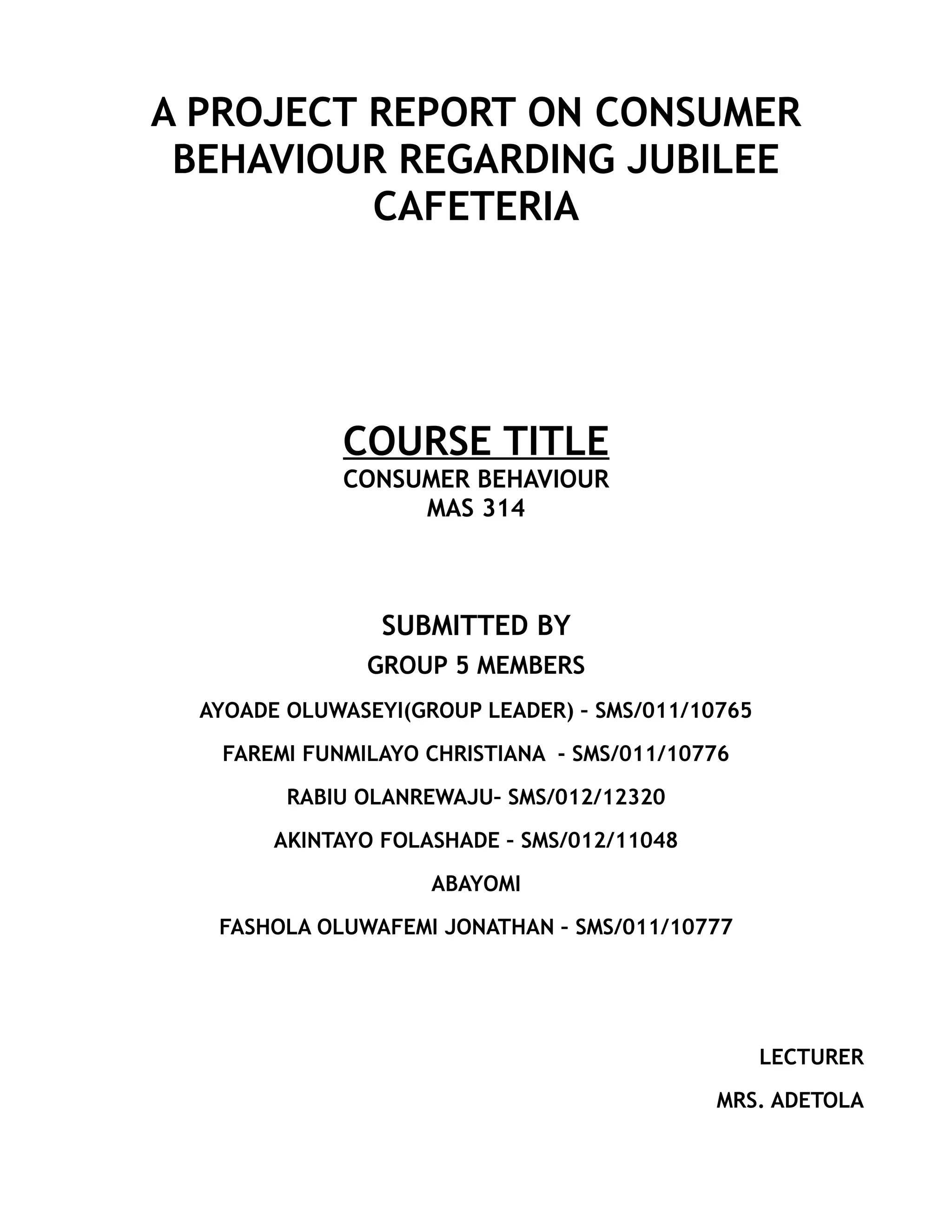 Consumer Behaviour Case study | DOC