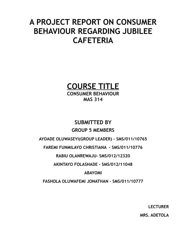 Consumer Behaviour Case study | DOC