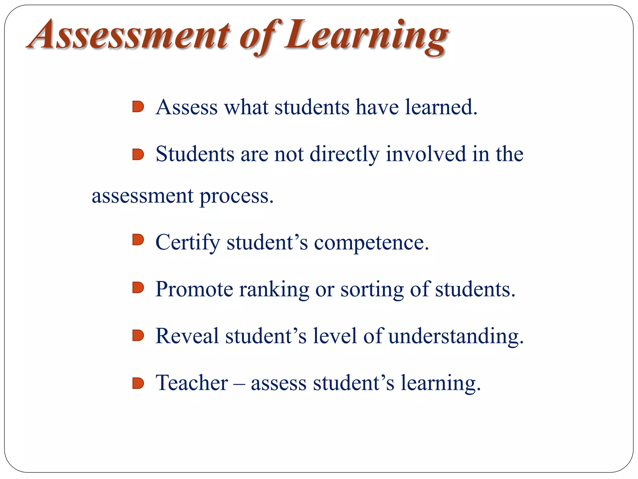 Assessment of learning | PPTX