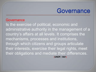 Concept and Component of Urban Governance | PPTX