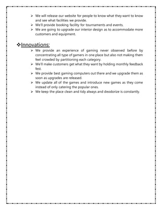 Business Plan of Gaming Arena | DOCX