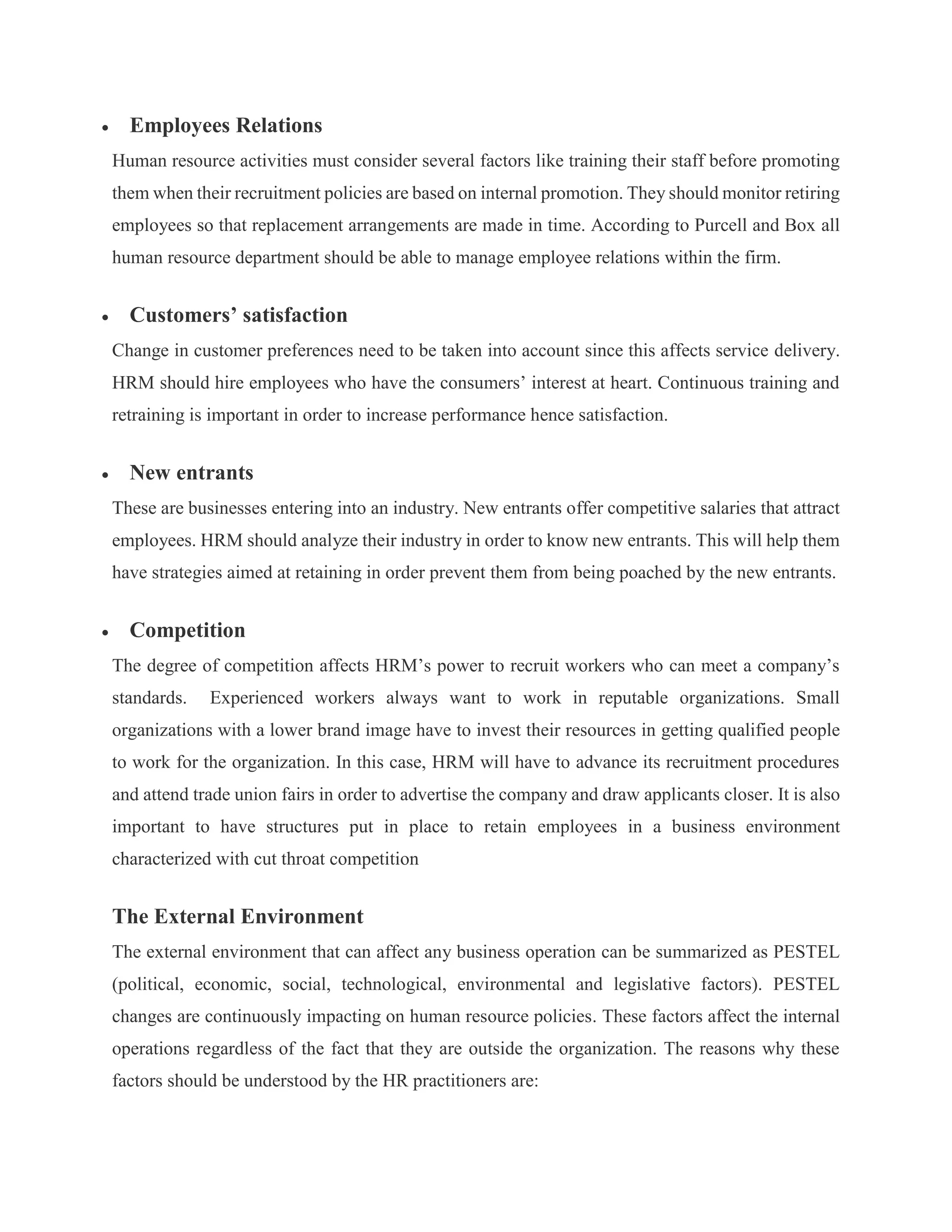 Internal and External Environment on Human Resource Management | PDF