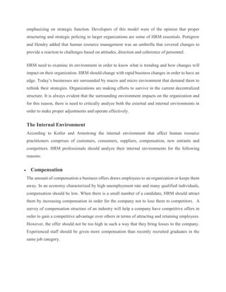 Internal and External Environment on Human Resource Management | PDF