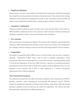 Internal and External Environment on Human Resource Management | PDF