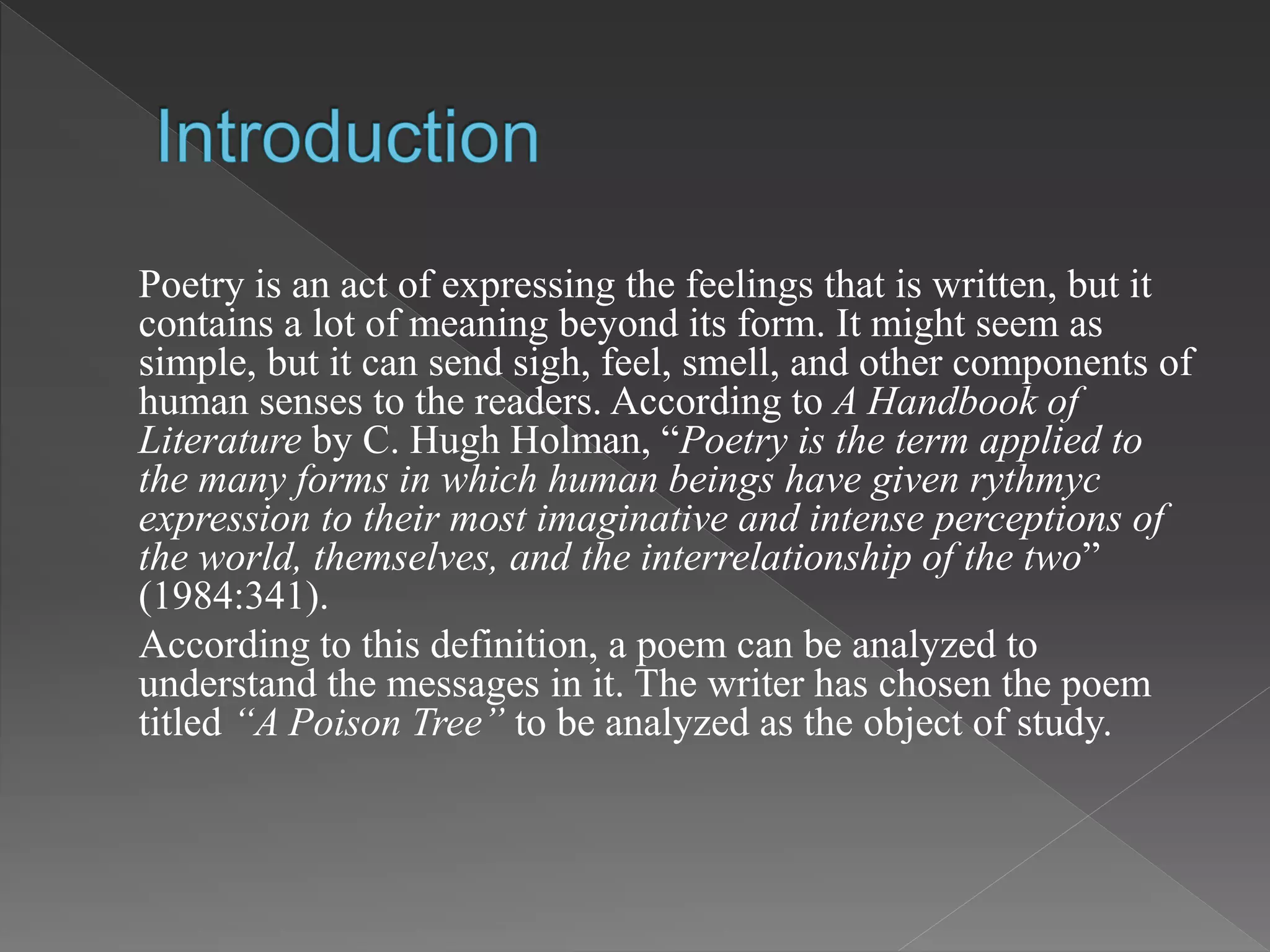 A Poison Tree - William Blake | PPTX