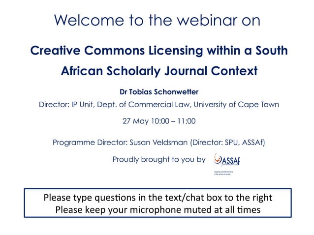 Creative Commons Licensing within a South African Scholarly Journal ...