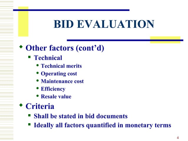 Bid Evaluation | PPT | Business | Business and Finance