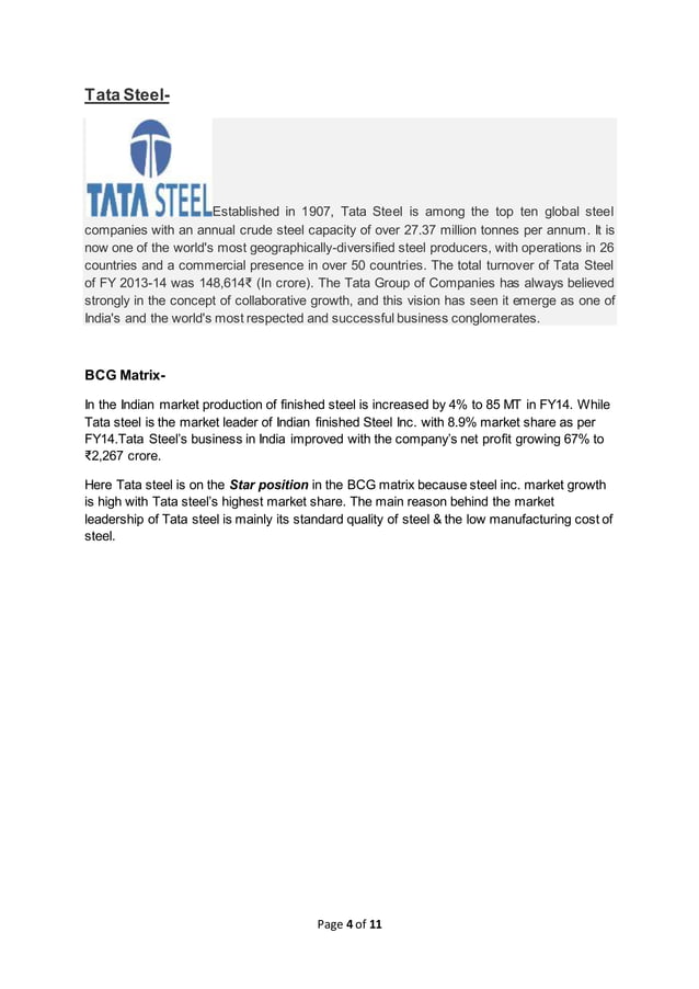Assaignment on bcg of tata group | DOCX | Automotive Industry | Industries