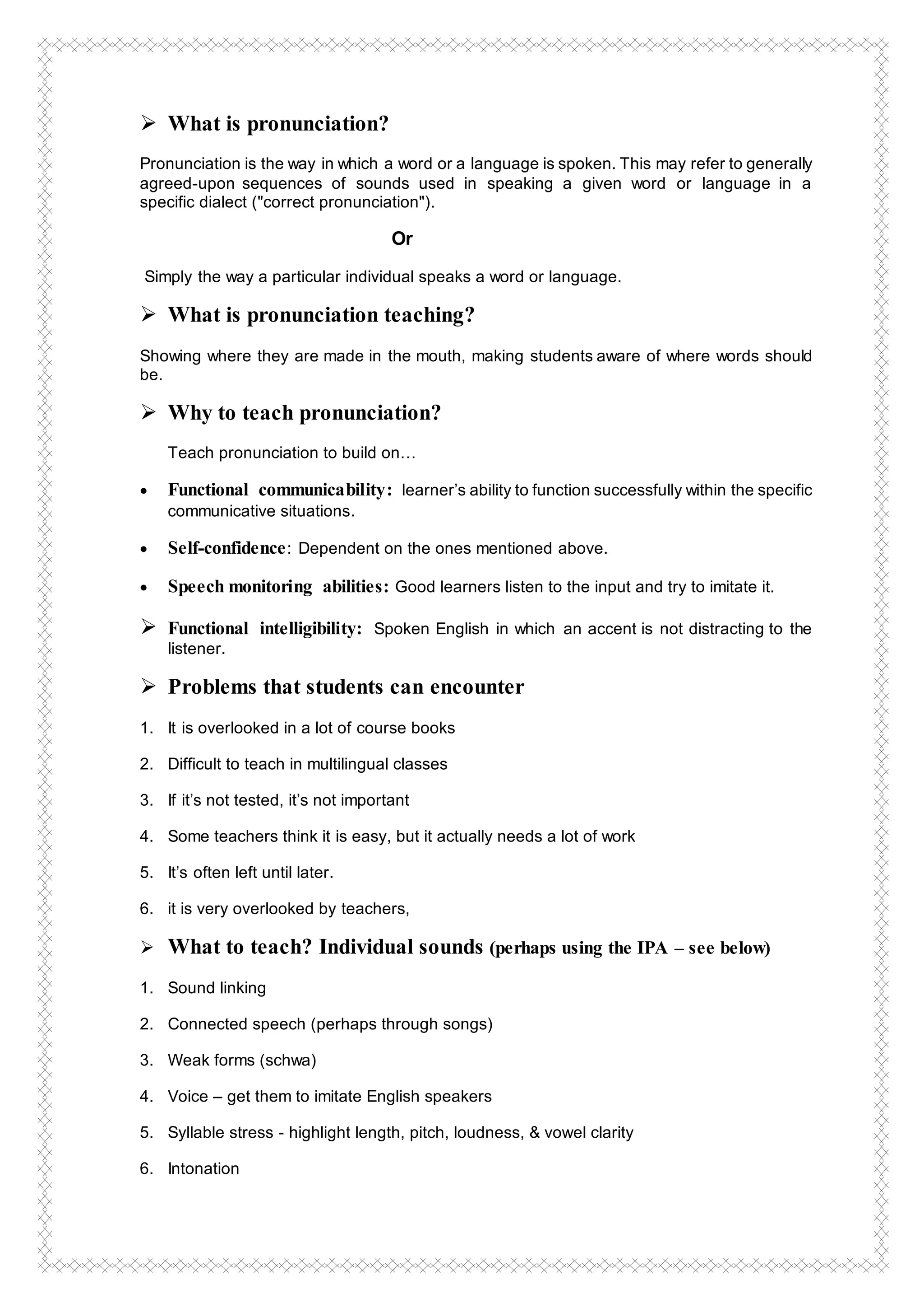 Teaching of Pronunciation | DOCX