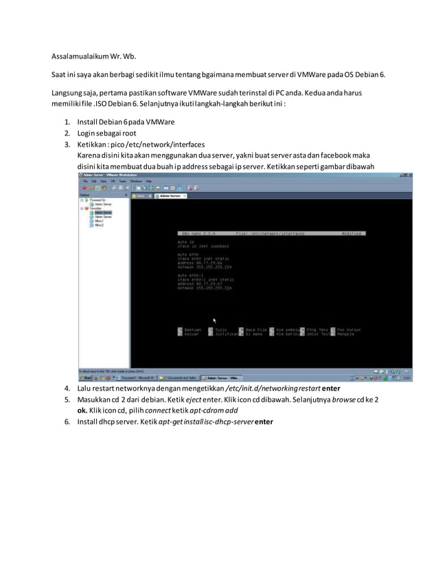 Tutorial membuat server pada VMWare dengan OS Debian 6 | PDF