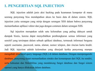 Aksi penyerangan SQL dan penjegahan | PPTX