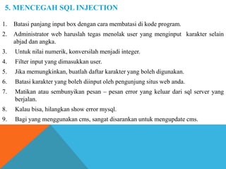 Aksi penyerangan SQL dan penjegahan | PPTX
