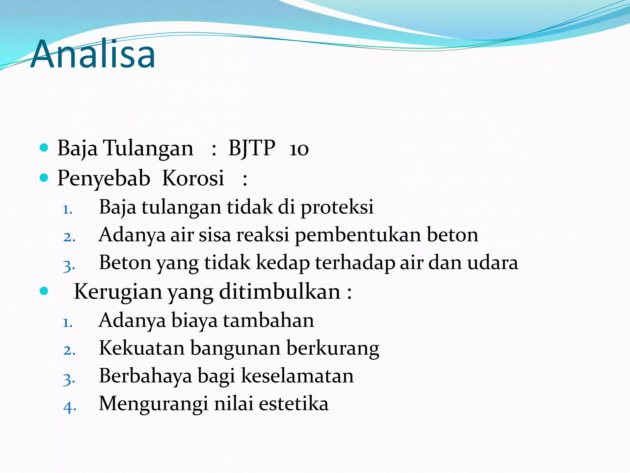 Mekanisme Korosi Pada Baja Tulangan | PPTX