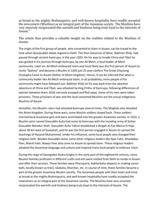 Assamese muslims of brahmaputra valley and historical background | PDF