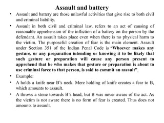 Assault, battery and false imprisonment.pptx