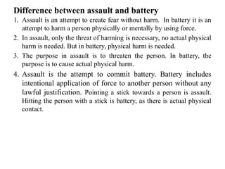 Assault, battery and false imprisonment.pptx
