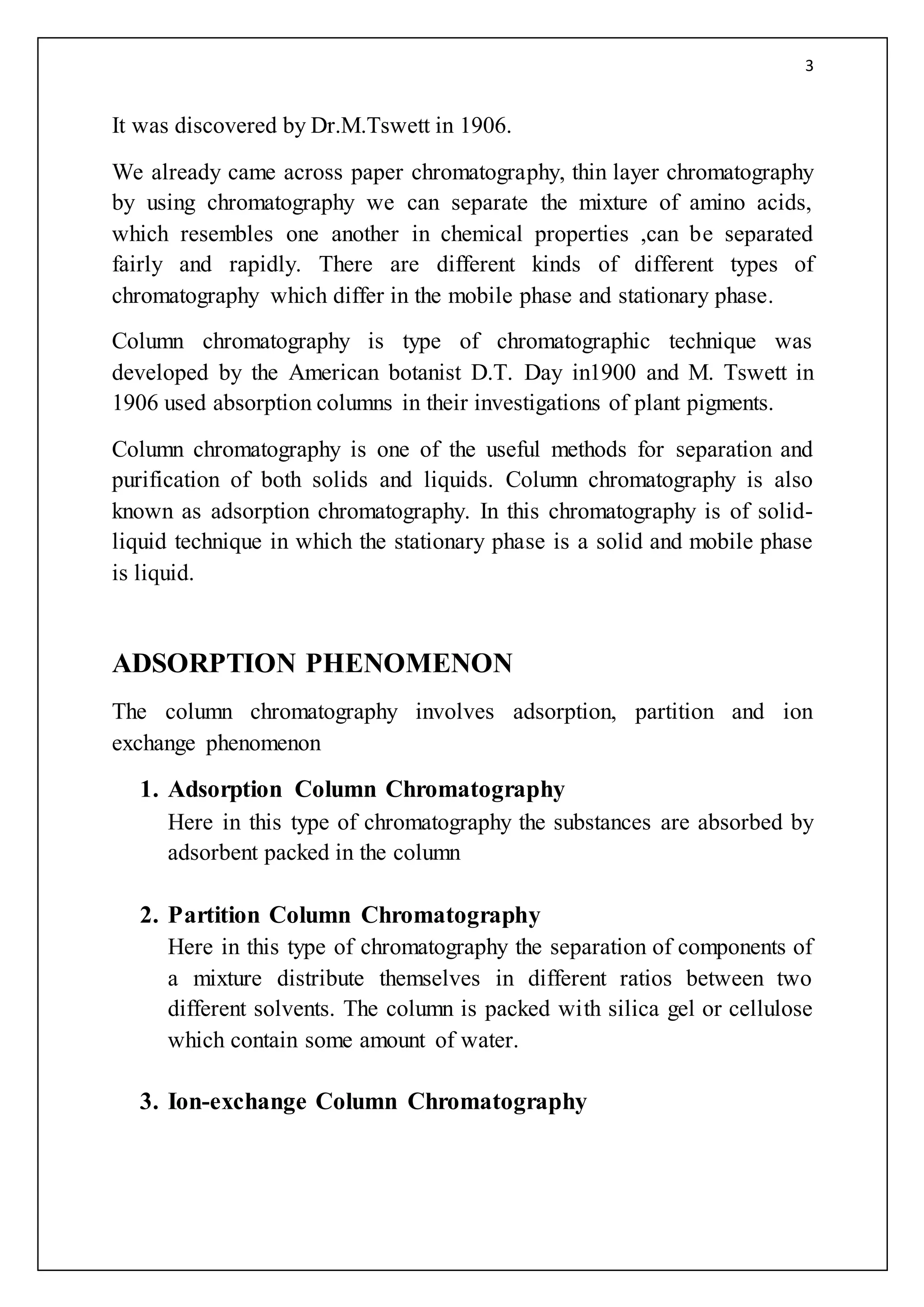 Column Chromatography | DOCX | Chemistry | Science