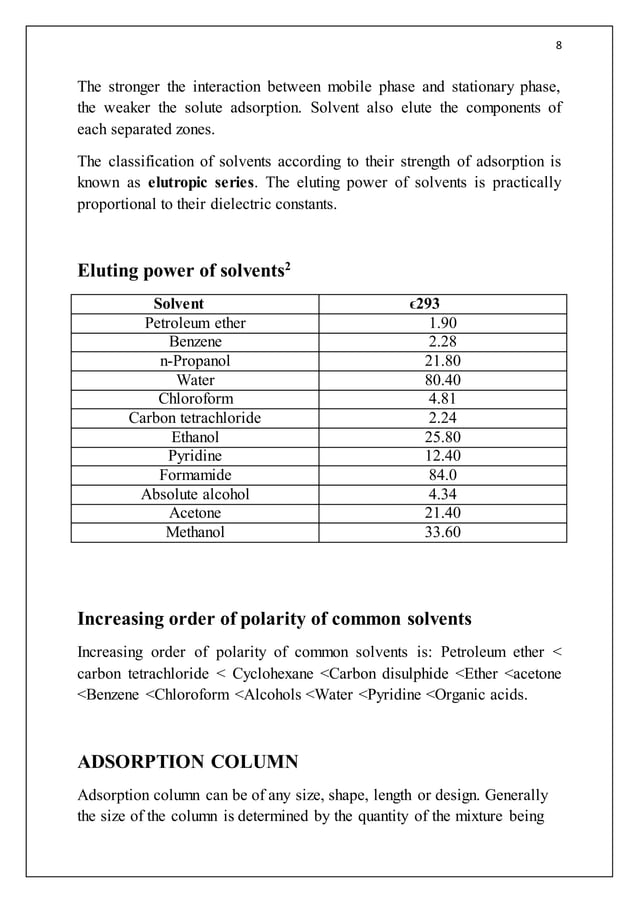 Column Chromatography | DOCX | Chemistry | Science