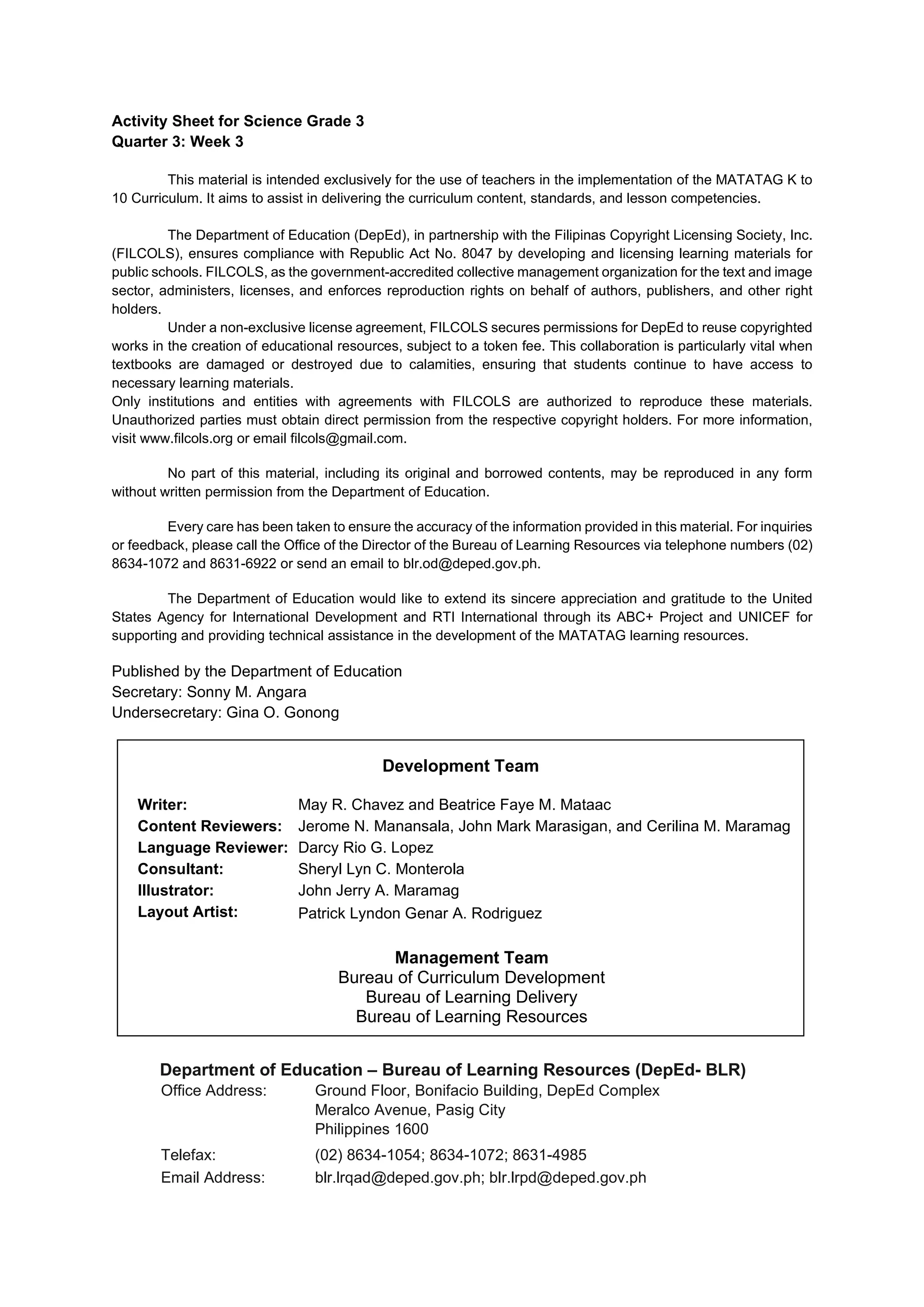 Activity Sheet in Science 3 quarter 3 week 3 | PDF