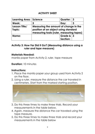 Activity Sheet in Science 3 quarter 3 week 3 | PDF