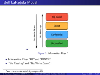 Lecture #7: Bell Lapdula and Biba Model of Multilevel Security | PDF