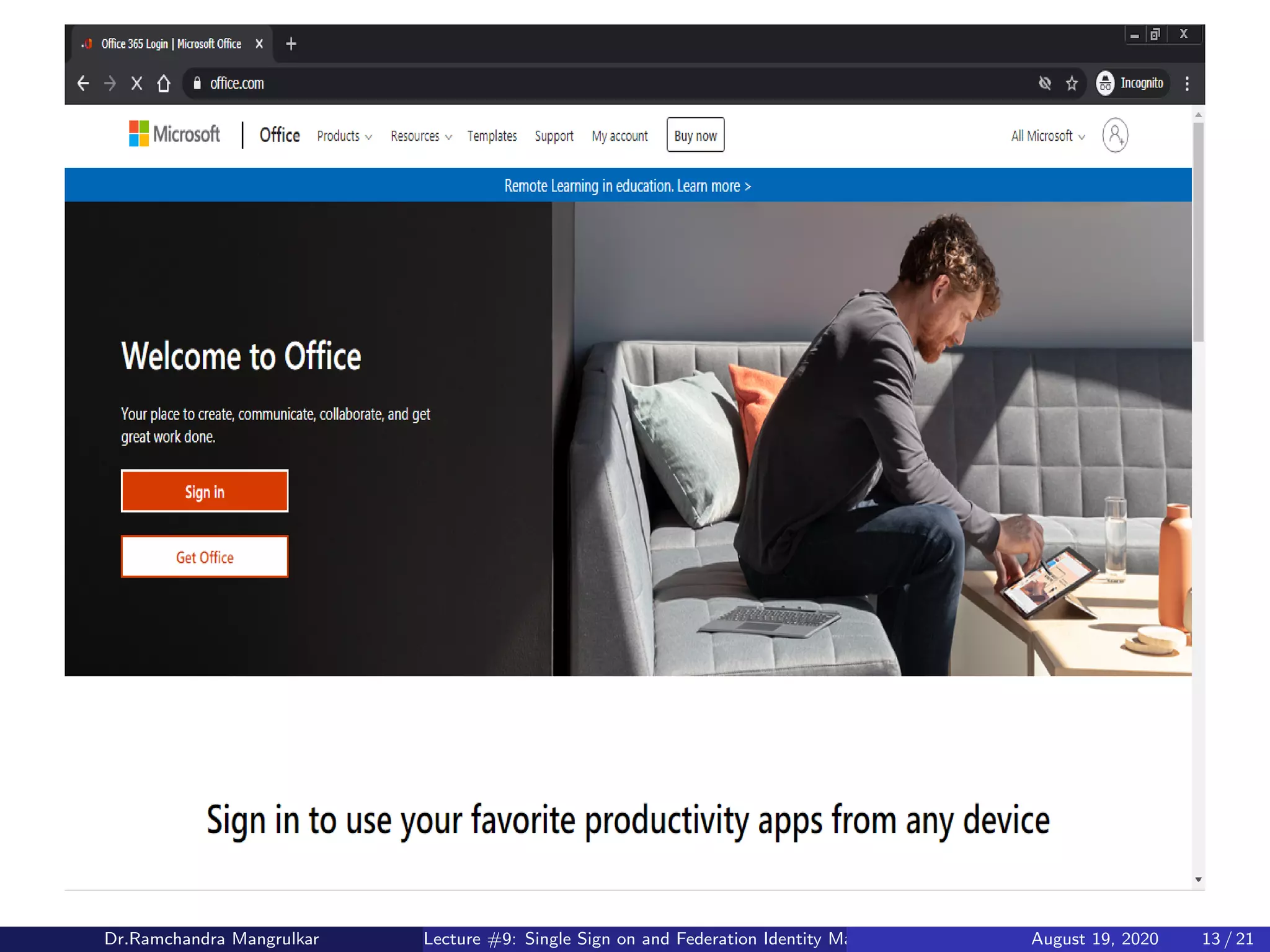 Lecture #9 : Single Sign on and Federation Identity Management | PDF