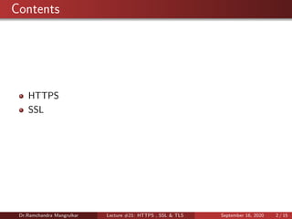 Lecture #21: HTTPS , SSL & TLS | PDF