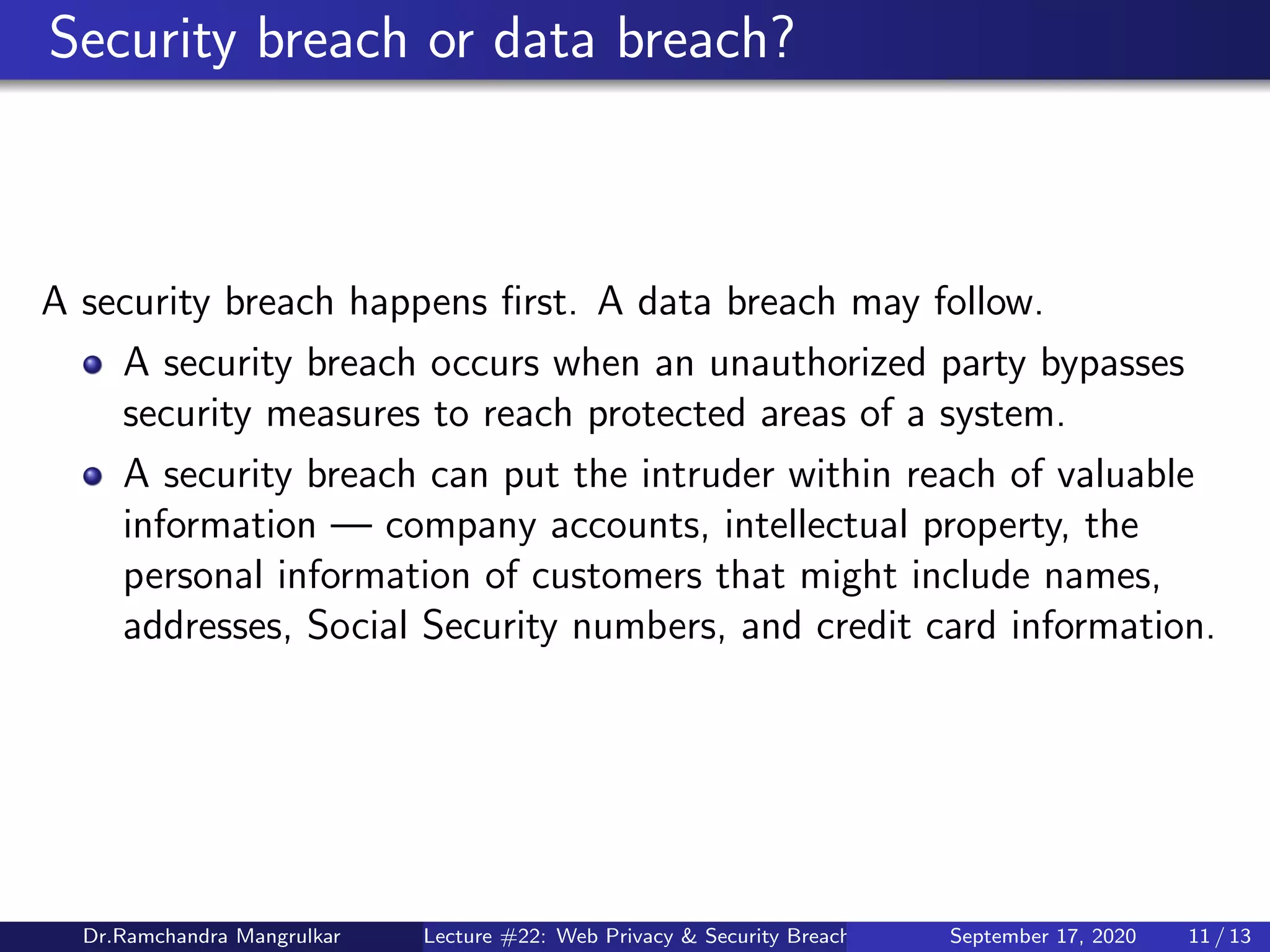 Lecture #22: Web Privacy & Security Breach | PDF