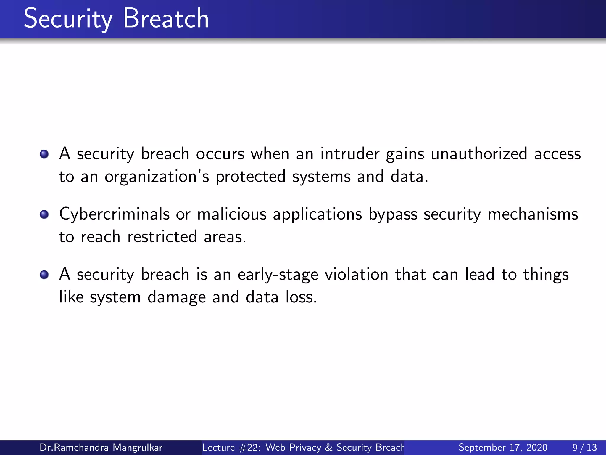 Lecture #22: Web Privacy & Security Breach | PDF
