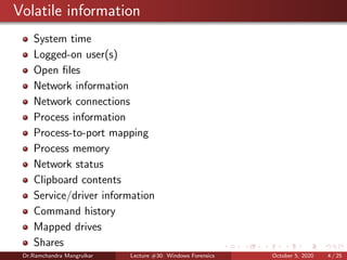 Lecture #31 : Windows Forensics | PDF