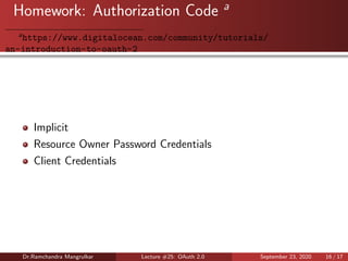 Lecture #25 : Oauth 2.0 | PPT