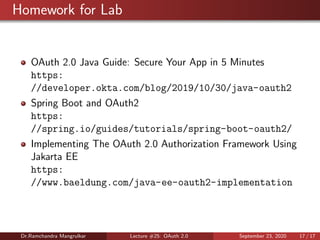 Lecture #25 : Oauth 2.0 | PPT