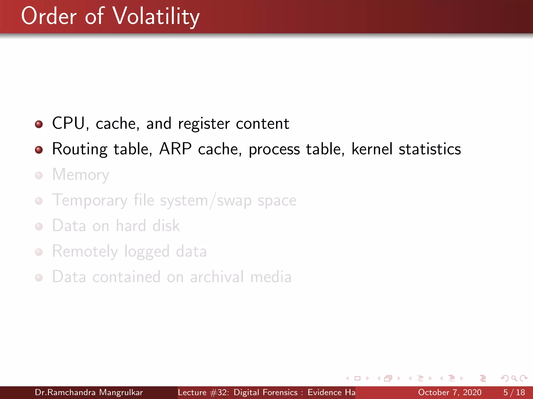 Lecture #32: Digital Forensics : Evidence Handling, Validation and Reporting | PDF